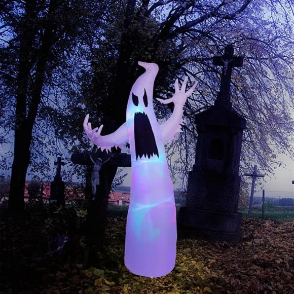 Holiday | 54 Ft Halloween Inflatables Lighted White Ghost With Rgb ...